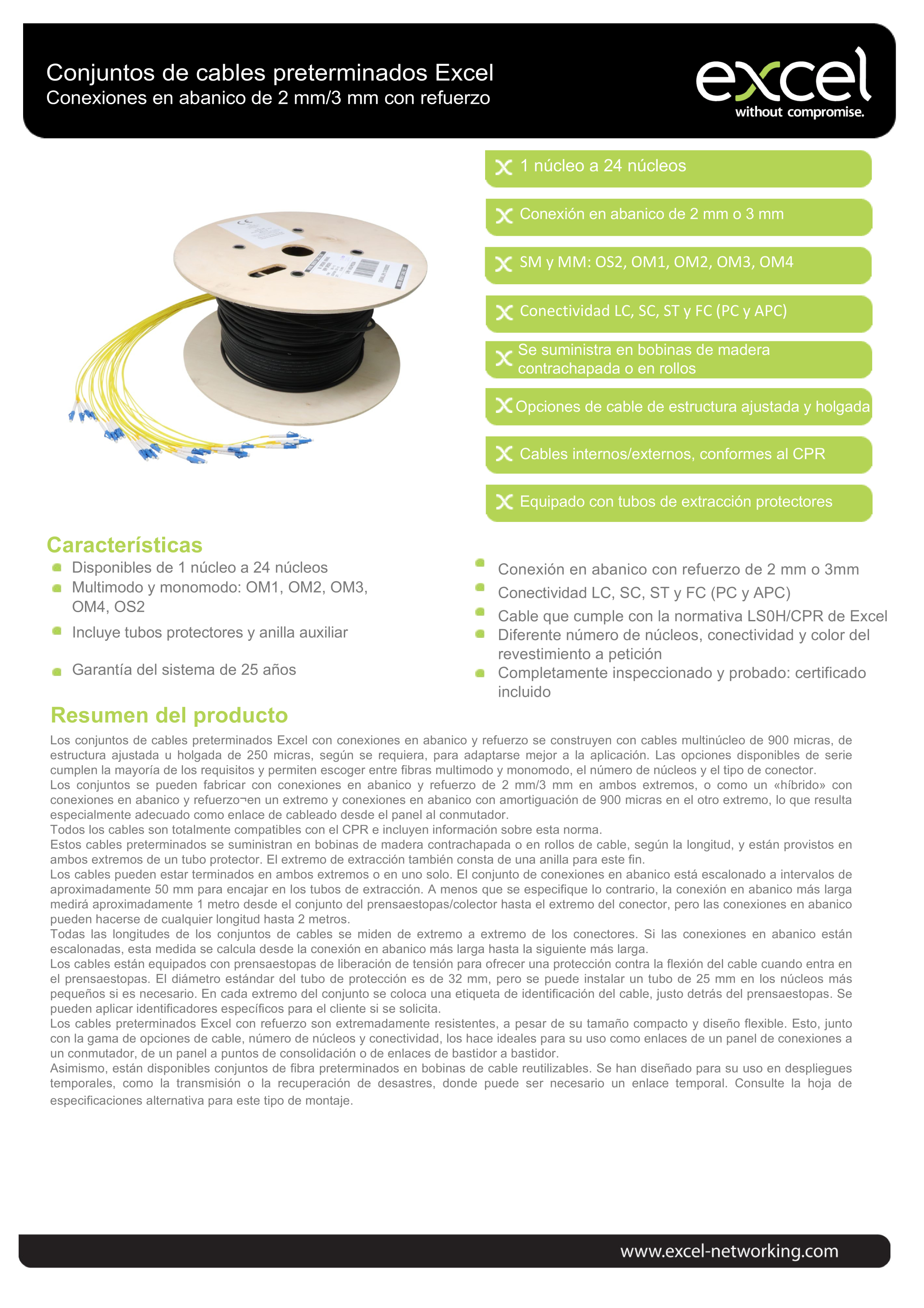 Excel Pre-Terminated Fibre Specification Sheets